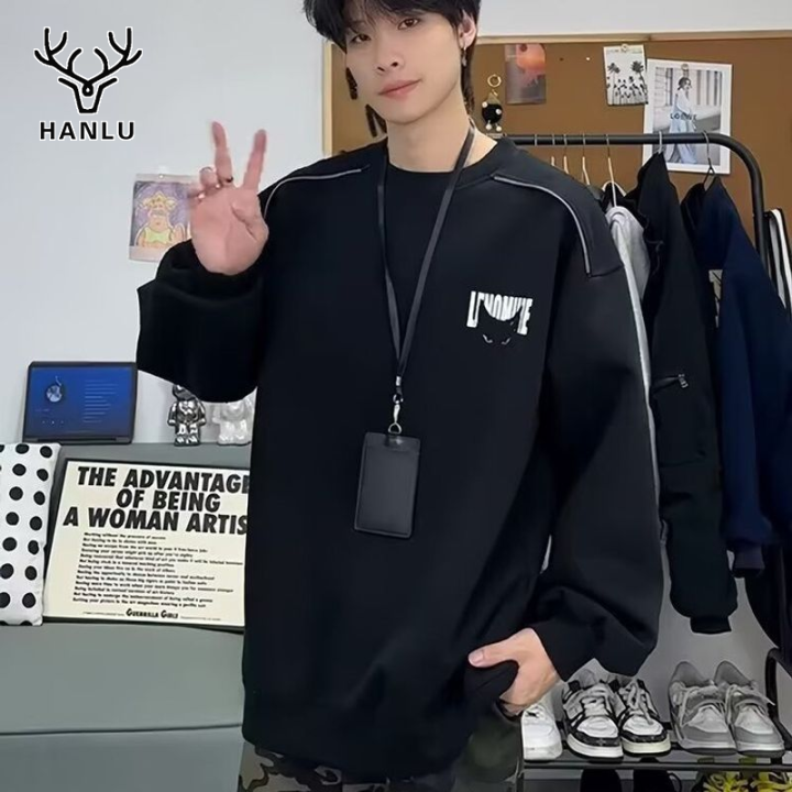 Hanlu เสื้อกีฬาคอกลมสไตล์อเมริกัน2025ชุดลำลองสำหรับผู้ชายและผู้หญิง ...