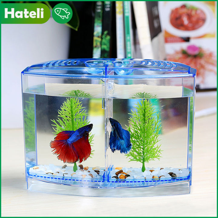 HATELI （19*14*9cm，Incubation + Rearing）Aquarium Tank Fish Betta Incubator Small Betta Mini ...