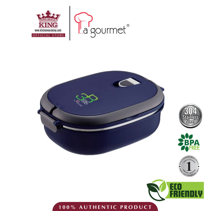 La gourmet 3R PAC2GO 0.9L Rectangular Lunch Box with Stainless Steel ...