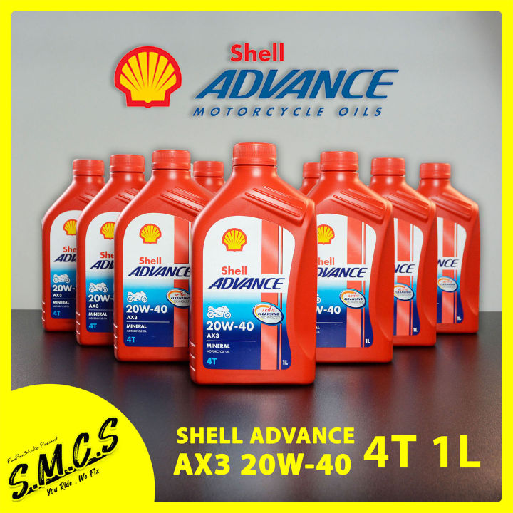 Shell 20W40 AX3 Advance 4T Original 100% 1L Shell Mineral Motorcycle ...