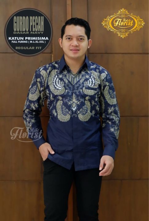 Kemeja Batik Gurdo Pecah Navy Lengan Panjang | Hem Batik | Lazada Indonesia