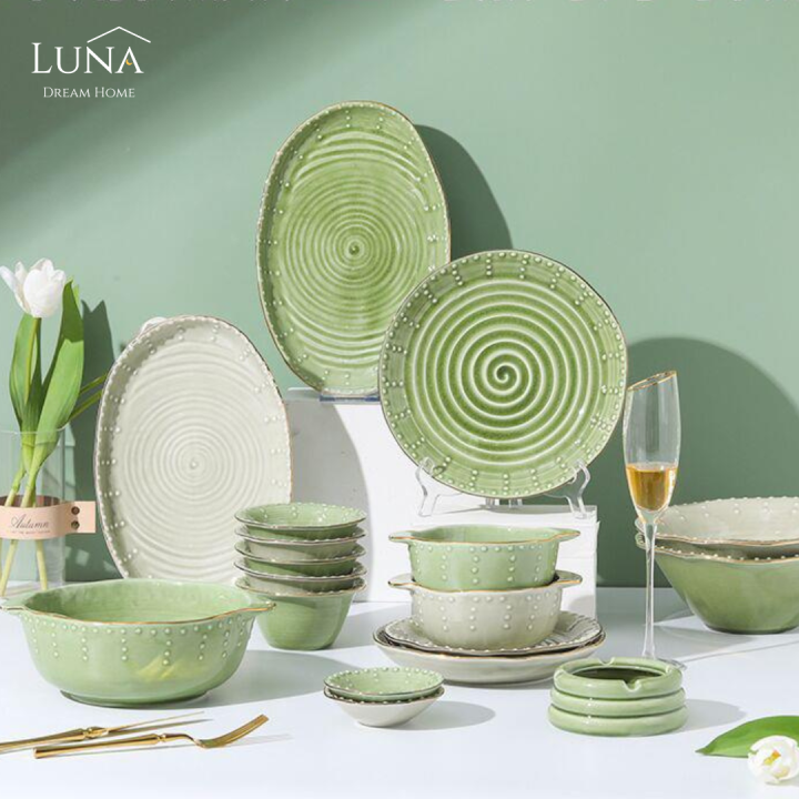 LUNA [Jade Green Dinnerware] Hari Raya Gift Classic Trendy Ceramic ...