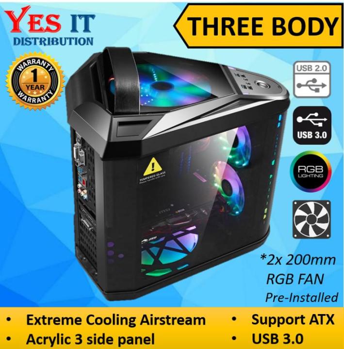 THREE BODY CHASIS Full ATX Gaming PC Desktop Casing (Acrylic Side Panel ...