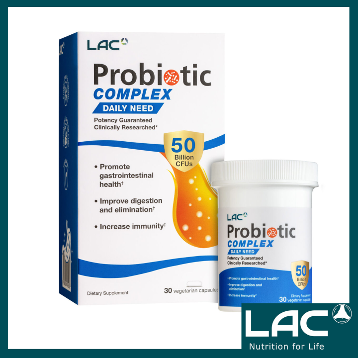LAC Probiotic Complex 50 Billion CFUs 30 Veg. Capsules (best by ...