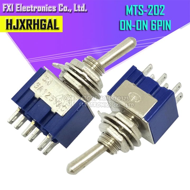 10PCS MTS-202 DPDT Switch 6A 125V AC 6-Pin ON-OFF Mini Toggle Switches ...