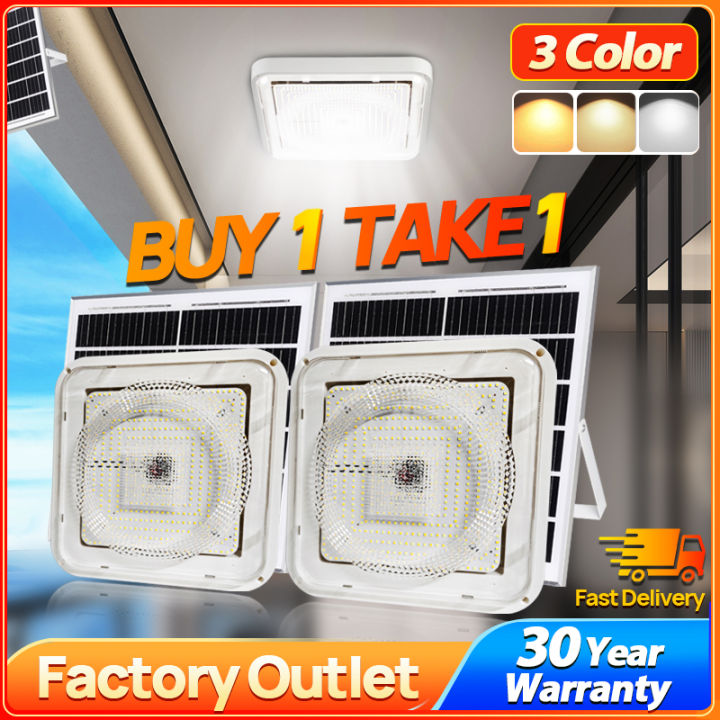 Solar Ceiling Light 3 Color Led Square Outdoor Waterproof Solar Light ...