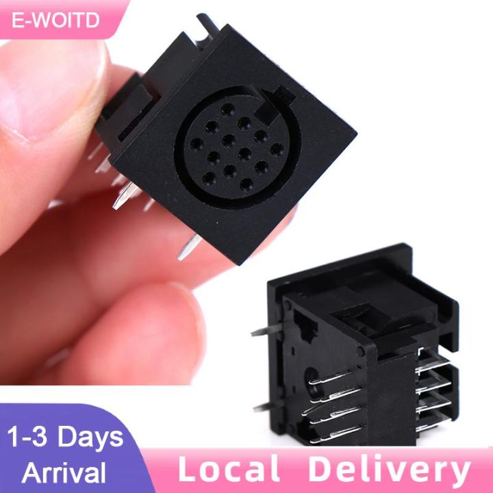 E-WOITD DIN 13 Pin Circular Jack Female Panel Mount PCB Mount Connector ...