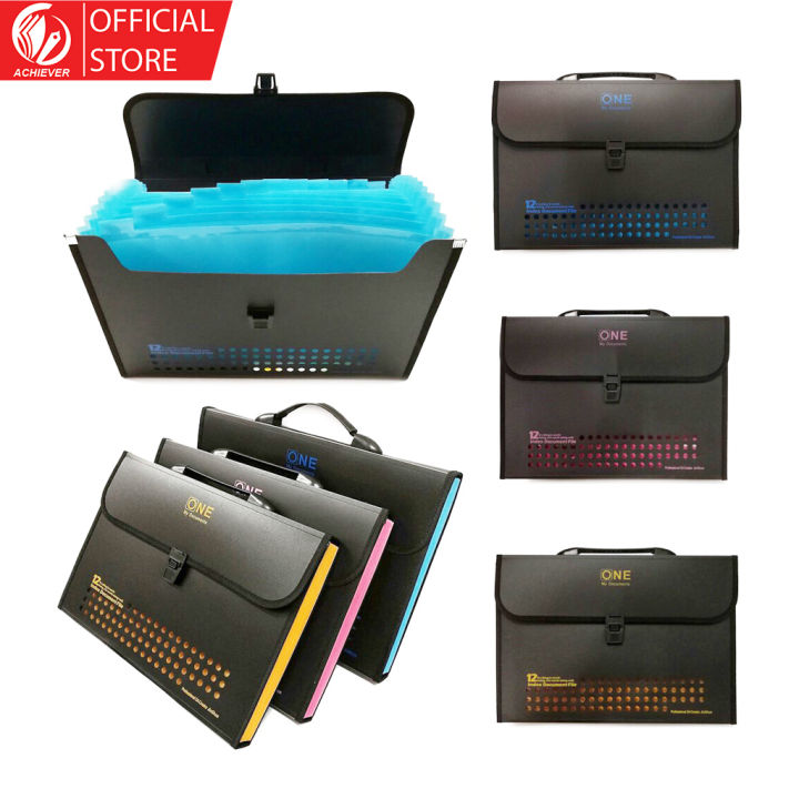 Achiever 12 Layers FC Long Size Black Expandable Filling Document Case ...