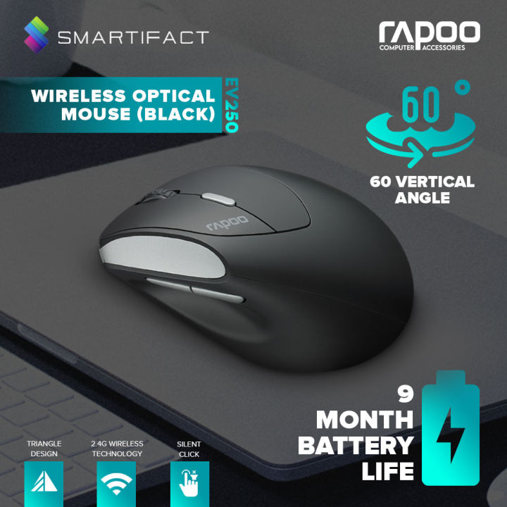 Rapoo EV250 Wireless Bluetooth Ergonomic Mouse 2.4G Wireless Silent ...