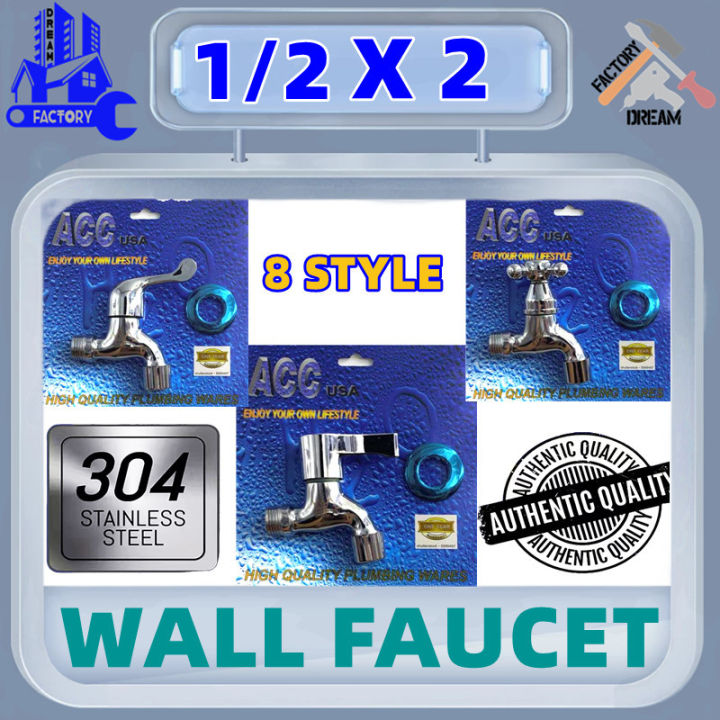 ACC WALL FAUCET 1/2X2 High Quality SUS304 Stainless Single Cold Tap ...