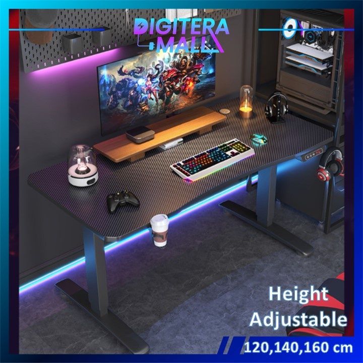 Adjustable Table Carbon Matte Gaming Table 160CM Standing Desk /Smart ...