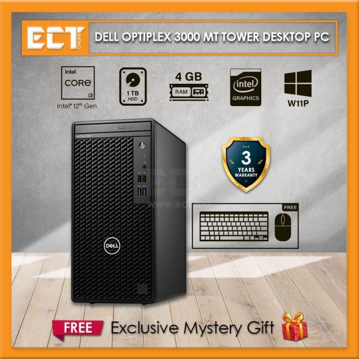 Dell Optiplex 3000 MT Tower Desktop PC (i3-12100 4.30Ghz,1TB HDD,4GB ...