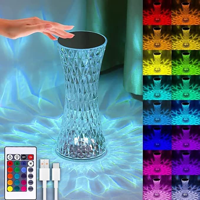 16 COLORS RECHARGEABLE LED CRYSTAL DIAMOND TOUCH CONTROL TABLE LAMP LED ...