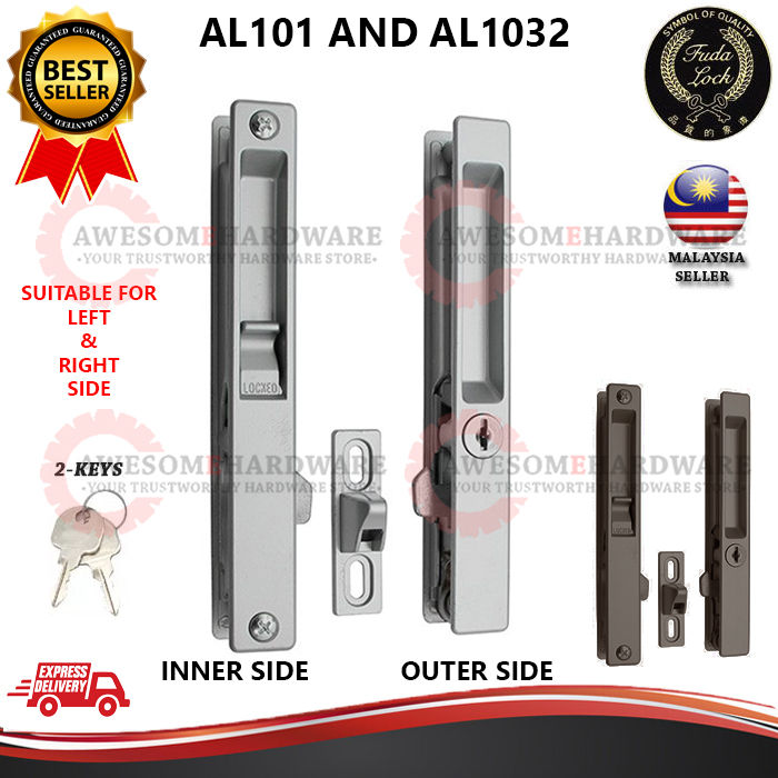 (SILVER, BROWN) FUDA 101 1032 AL101 AL1032 ALUMINIUM GLASS SLIDING DOOR ...