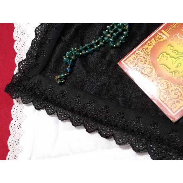 Sejadah Muka Saiz Mini Putih /Hitam Cotton Renda Tebal Sejadah Muka ...