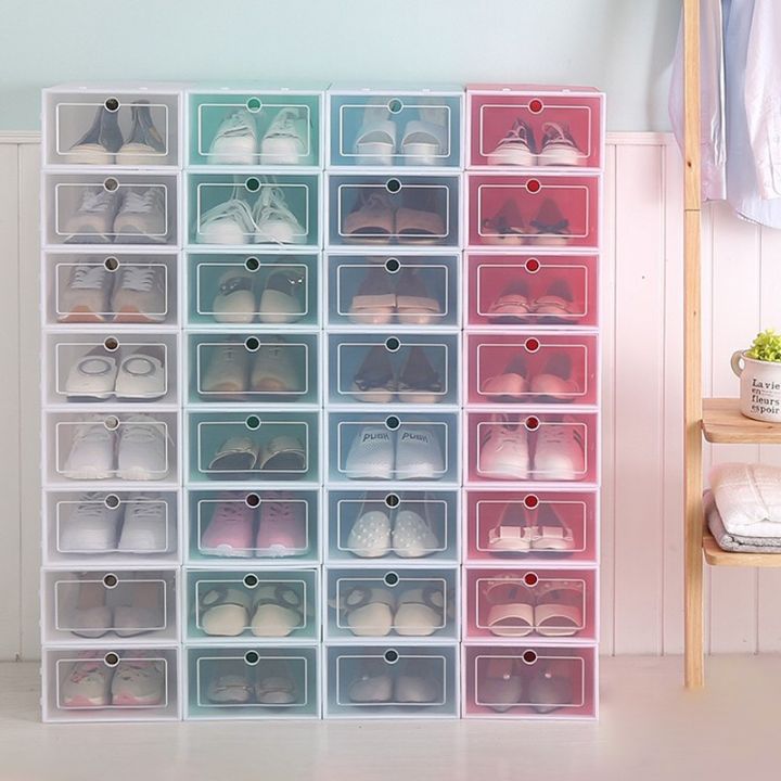Candy Color Stackable Shoe Box Foldable Drawer Case Storage Organizer ...