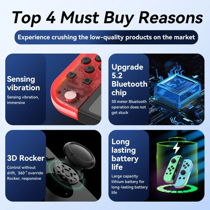 [TXLP] RGB LED Switch Joypad NS JOYCON BT 5.2 Joy Controller for ...