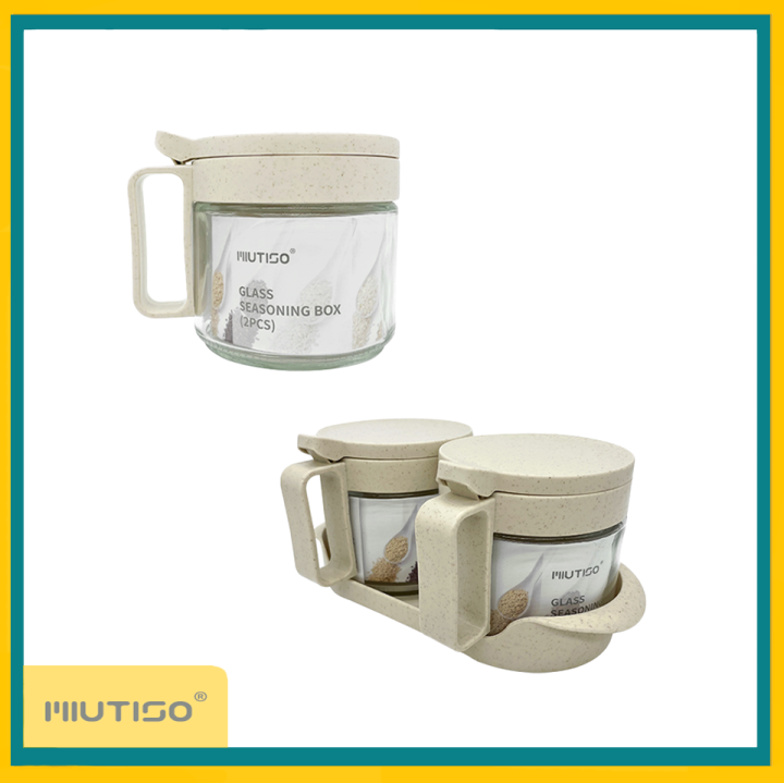 Miutiso Glass Seasoning Box 2pcs Gourmet Condiment Containers with ...