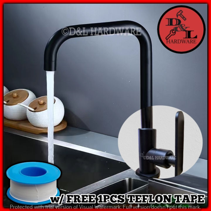 D-#24+1206 1PCS Stainless Steel SUS304 Matte Black Square Goose Neck Faucet Deck Mounted Single ...