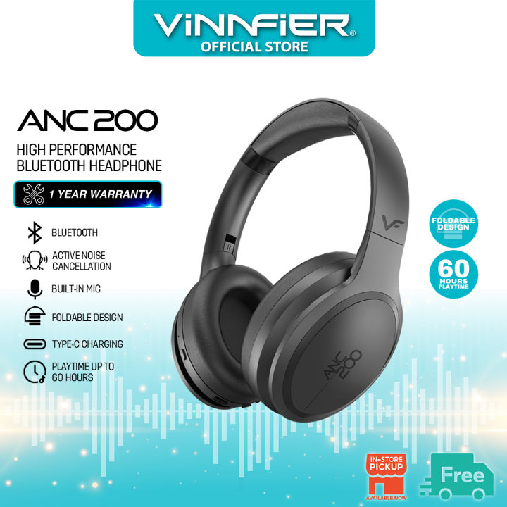 𝐕𝐈𝐍𝐍𝐅𝐈𝐄𝐑 ANC 200 High Performance Bluetooth Headphone with Built In Mic ...