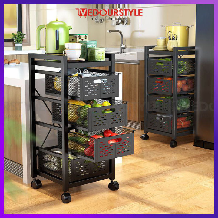 Vedourstyle 4 Tier Multipurpose Moveable Trolley Kitchen Storage Rack ...