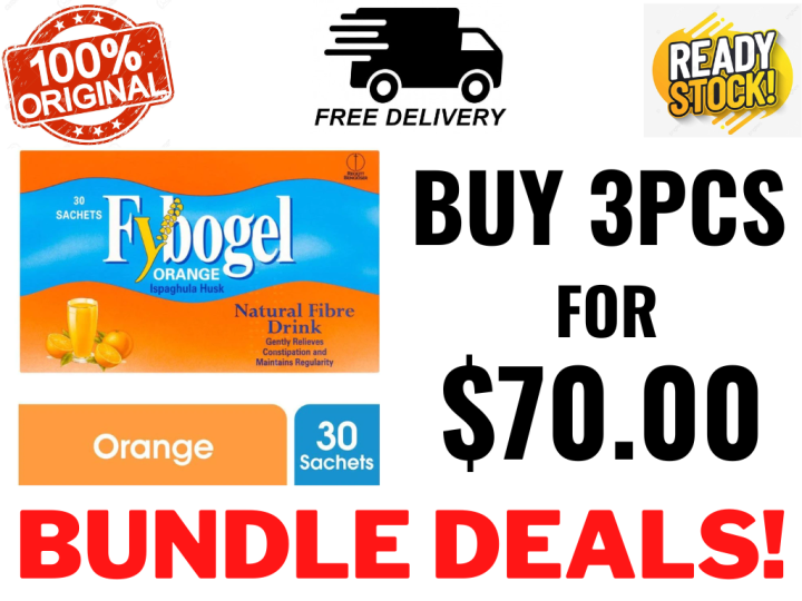 Fybogel Natural Fibre Drink Orange Flavour 30 Sachets Ispaghula Husk ...