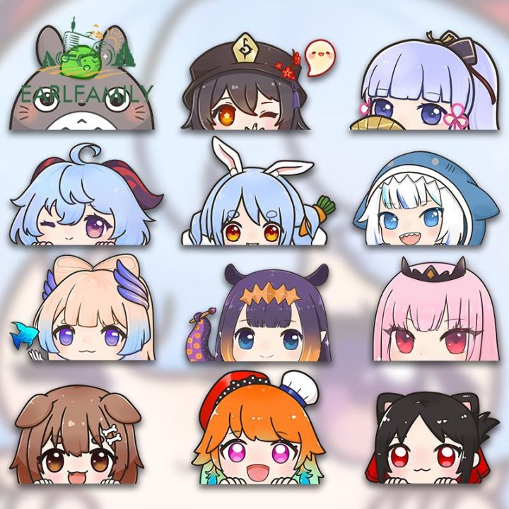 EARLFAMILY 13cm Car Stickers for Anime Genshin Impact Hololive Peeker ...