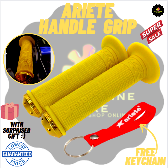 ORIGINAL ARIETE HANDLE GRIP FOR HONDA CLICK 125i | YELLOW | With Gold ...