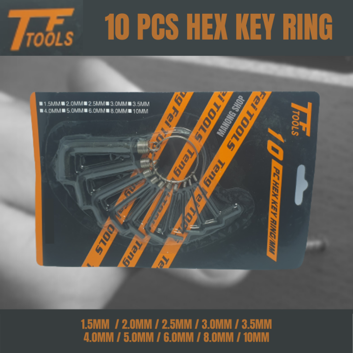 Manong Shop 10Pcs Tf Allen Wrench 1.5Mm To 10Mm Hex Key Ring Carbon Black Carpenters And ...
