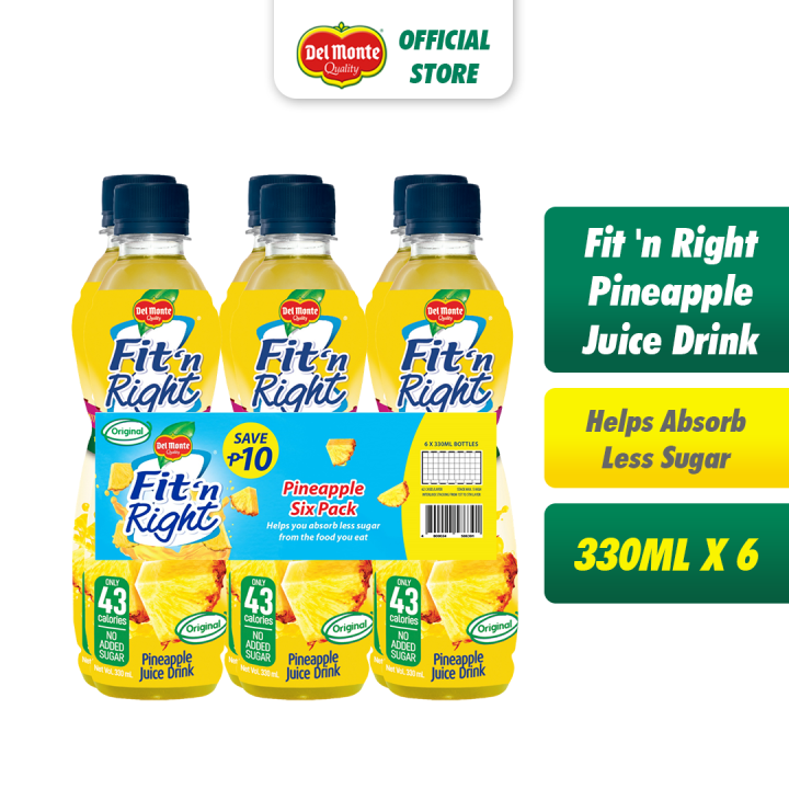 Del Monte Fit ‘n Riht Pineapple Juice Drink 330ml - Pack of 6 | Lazada PH