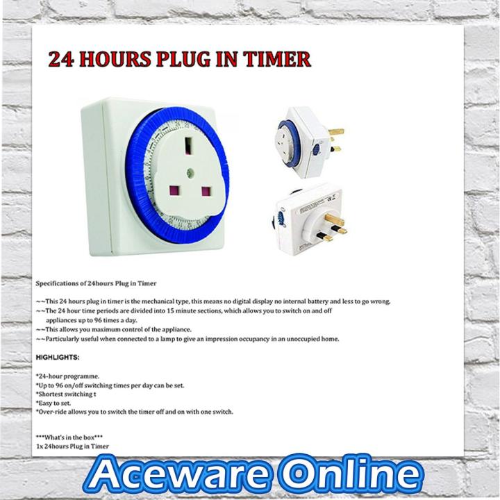 24 HOUR 3 PIN PLUG IN TIMER PLUG SWITCH SOCKET | Lazada