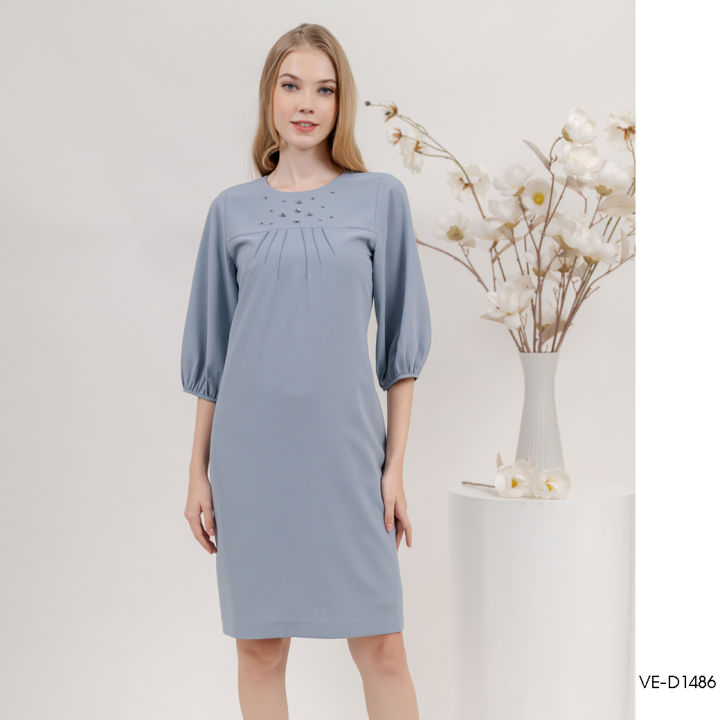 VERONIQA Dress VE-D1486 อมุนเจน แขนยาว IGPU24-5 | Lazada.co.th