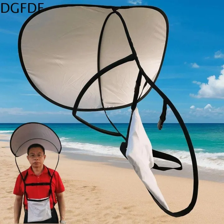 DGFDF ใหญ่ หมวกกันแดดตกปลา ป้องกันแสงแดด แบบพับได้ ร่มสองชั้น ชุดตกปลา ...