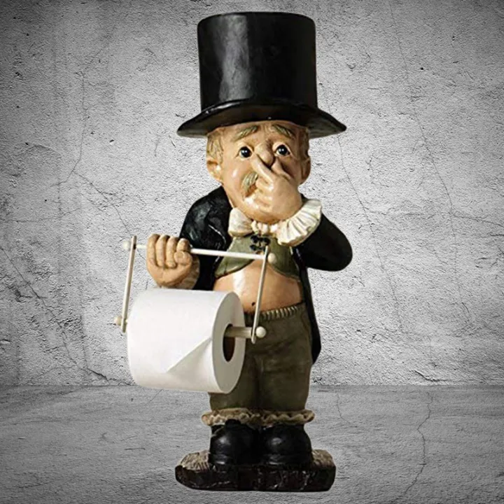 Resin Butler Shape Cute Old Boys Statue Decor Tissue Stand Rack ...