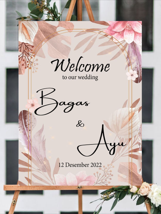 Papan Kayu Nama Welcome Sign Printing Wedding Lamaran Pernikahan UKURAN ...