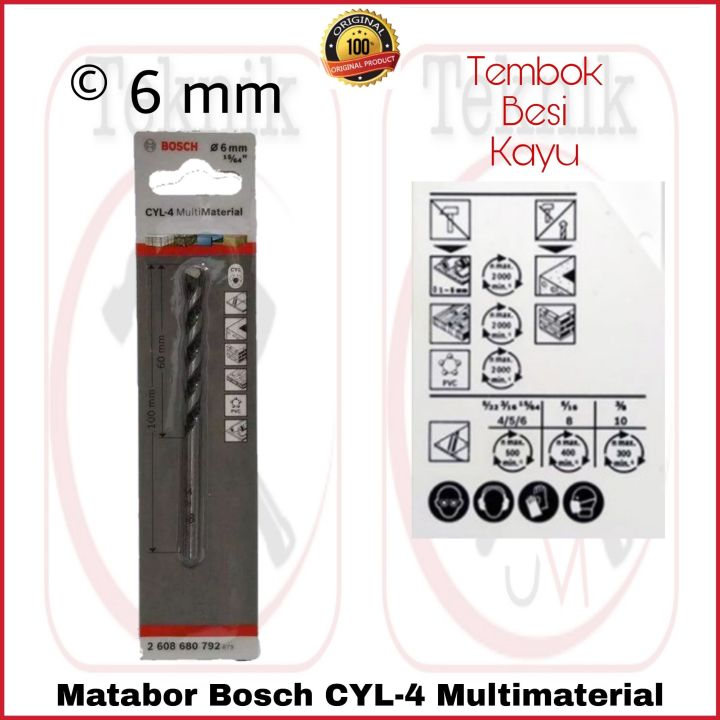 MATA BOR BOSCH CYL-4 UKURAN [ 6mm ] MULTIPORPOSE DIAMETER 6mm [ 1 PCS ] MULTIMATERIAL - KUNCI ...