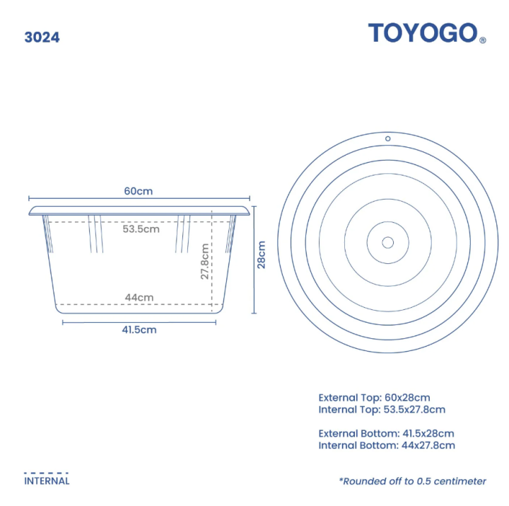 TOYOGO 24-inch Round Basin Home Basin Bathroom Basin Dish Tub Portable ...