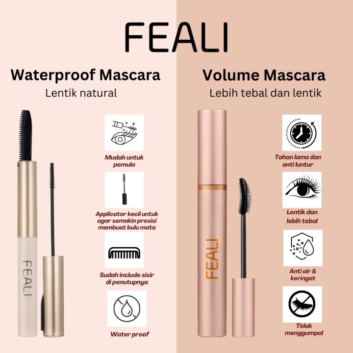FEALI Mascara Waterproof Long Lasting Volumizing Lengthen Eye Lash ...