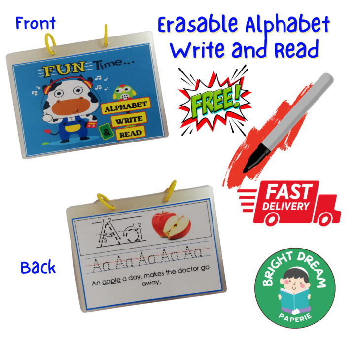 Erasable Alphabet Write and Read Laminated Flashcard | Flashcards for ...