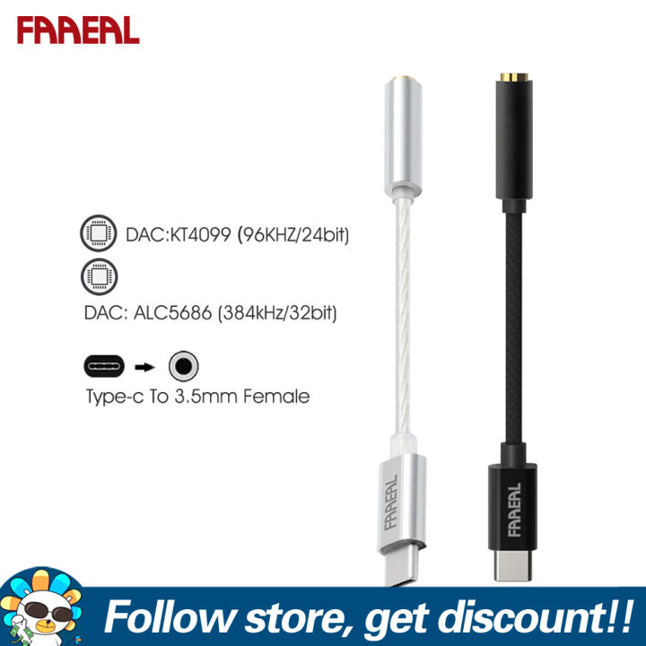 FAAEAL Type-C To 3.5mm Audio Adapter DAC Decoding Headphone Converter 3 ...