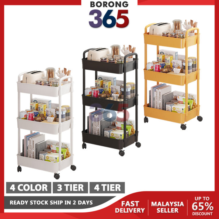 Borong365 Kitchen Trolley Kitchen Rack Plastic Troli Dapur Home Storage ...