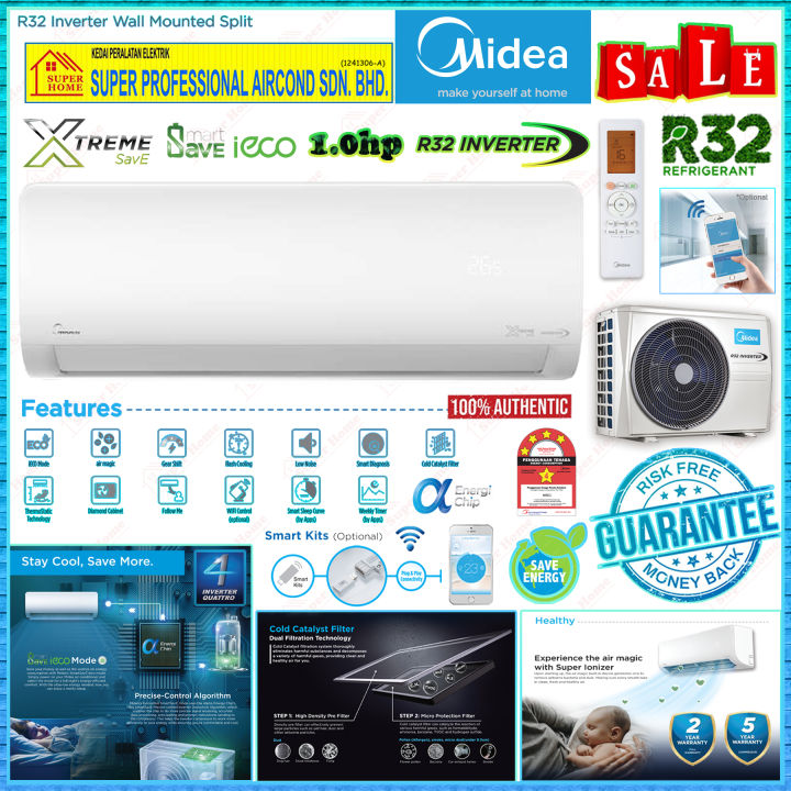 Midea Inverter Aircond [Pwp Installation] Xtreme SavE Inverter Air Conditioner MSXS-10CRDN8 1 ...