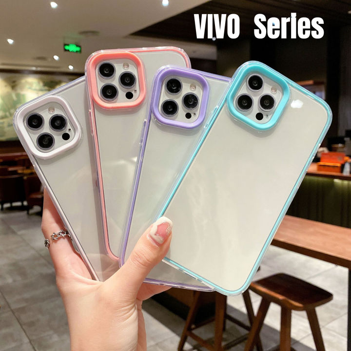 Macaron Candy Shockproof Clear 3 in 1 Soft Case For VIVO Y75 Y72 Y55 ...