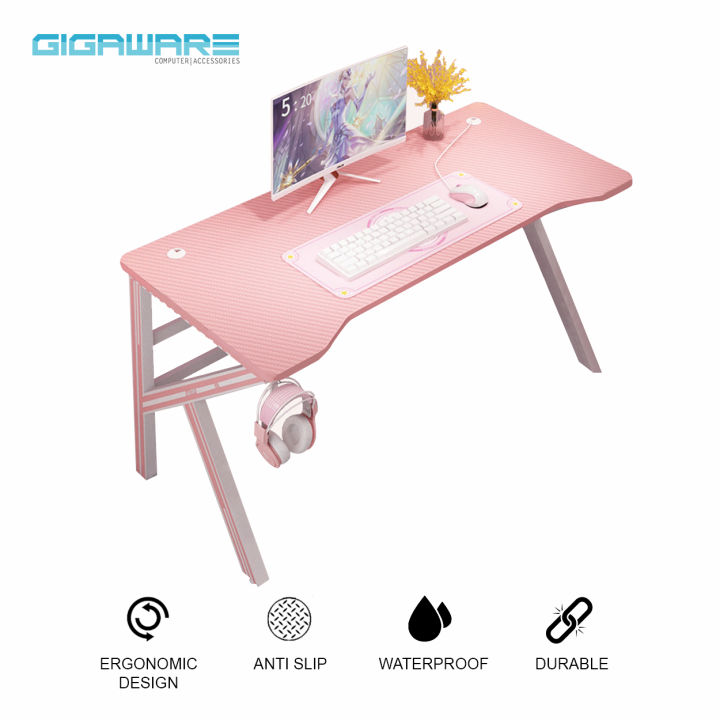 Gigaware Gaming Computer Table Gamer's Table with LED Lights Gaming ...