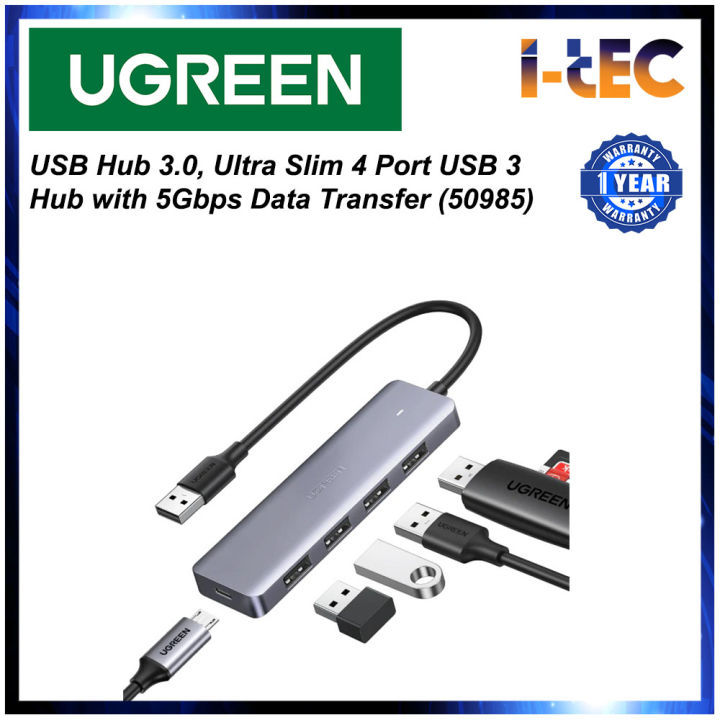UGREEN USB Hub 3.0, Ultra Slim 4 Port USB 3 Hub with 5Gbps Data Transfer(50985) | Lazada