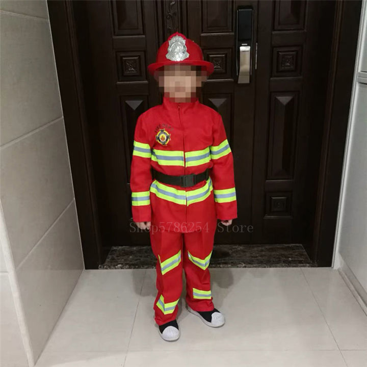 Fireman Sam Costume Officer Cosplay Children's Day Role Play Uniform ...