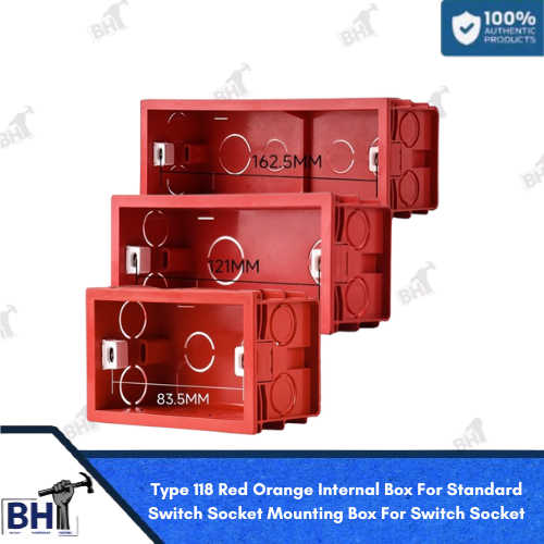 BHT II Type 118 White/Red Orange Internal Box For Standard Switch ...