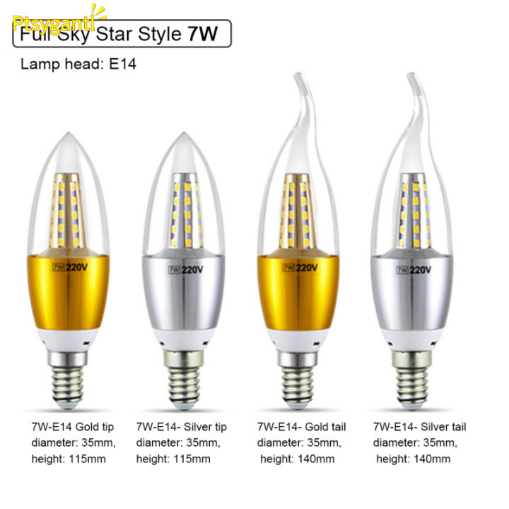 Ptsygantl E14 LED Corn Bulbs 7W 220V E14 Base Candelabra Light Bulbs ...