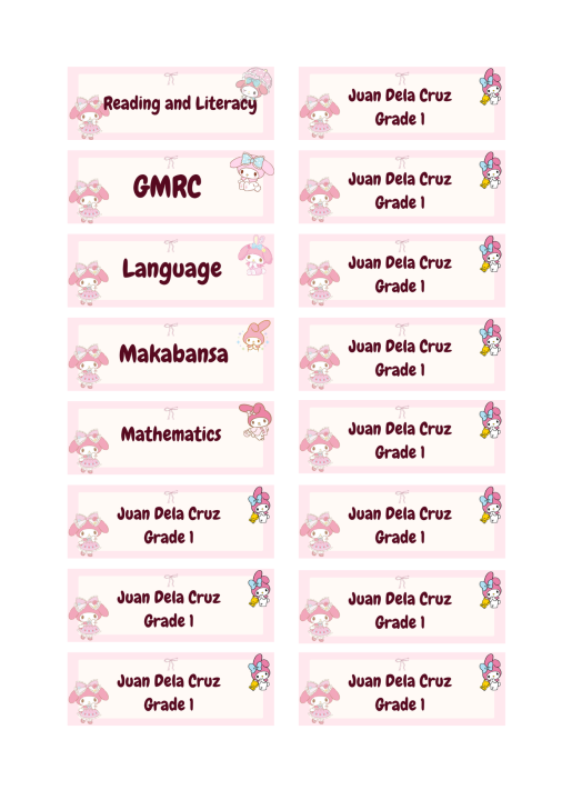 My Melody Notebook Label Sticker Matatag Curriculum For Grade 1 to 10 My Melody Theme 16 pieces ...