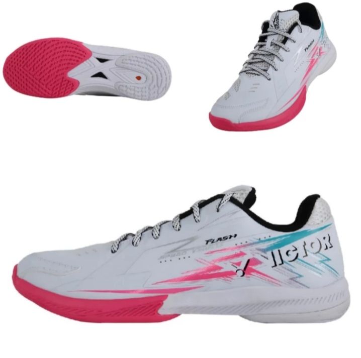 Spatu Badminton Victor Flash AQ White / Victor Flash M Blue | Lazada ...